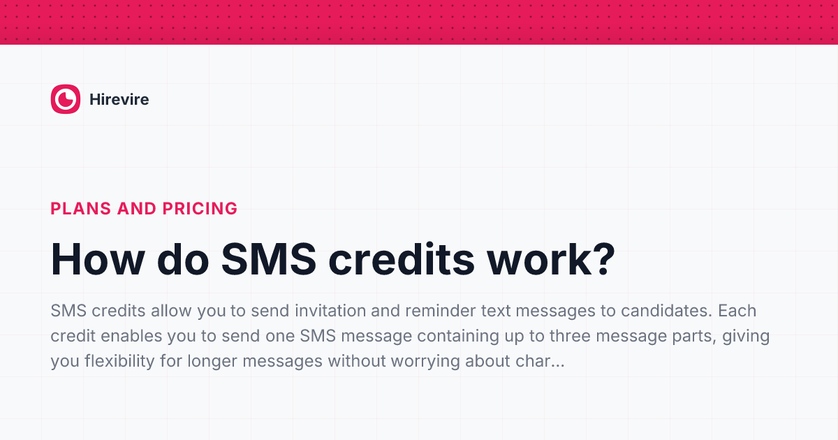 How do SMS credits work? | Hirevire Helpdesk - The Ultimate One Way ...